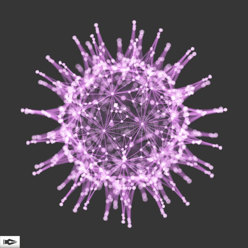 Sphere With Connected Lines And Dots Glowing Grid Connection Structure Wireframe Vector