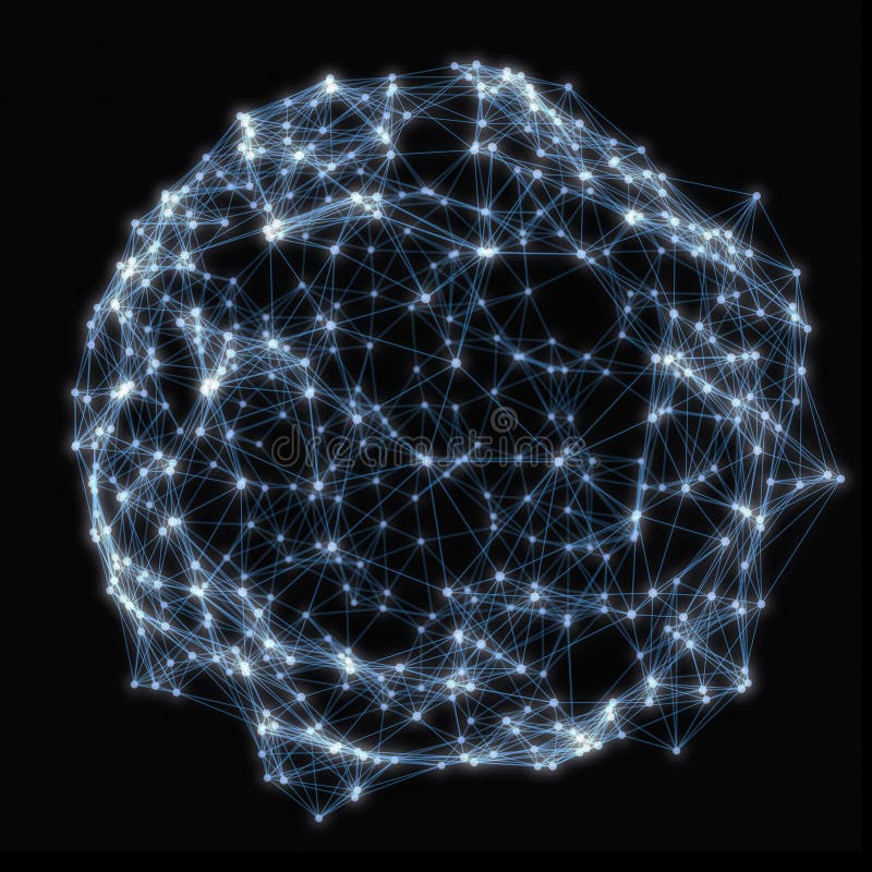 Sphere with Connected Lines and Dots Stock Illustration - Illustration ...