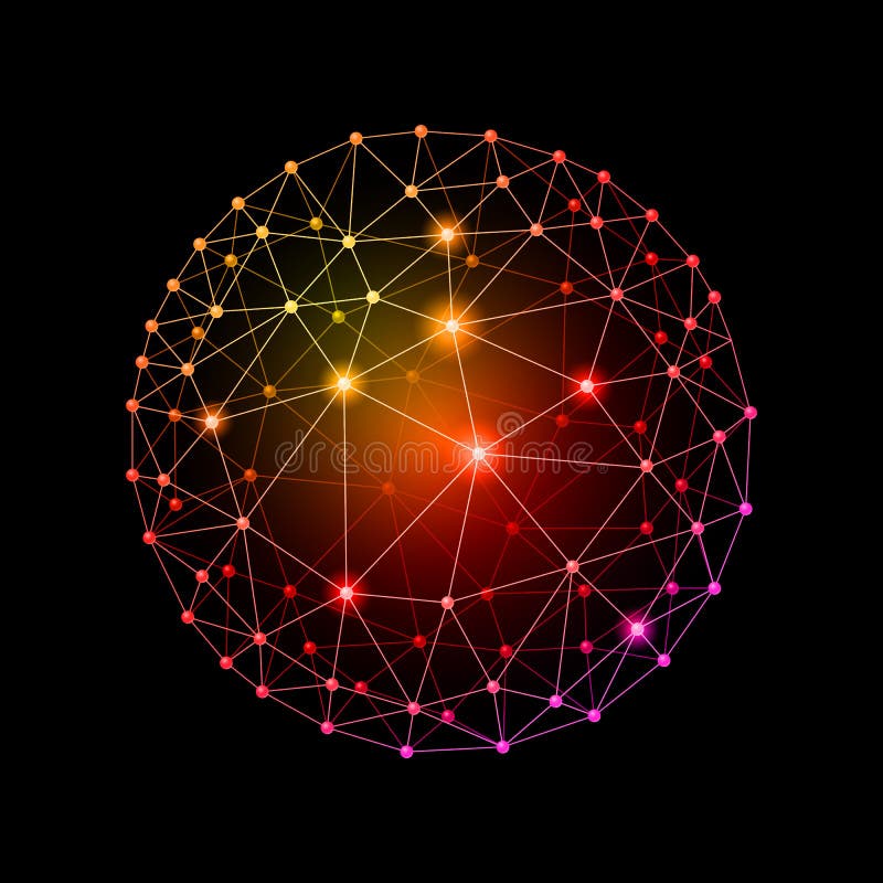 Multicoloured Sphere of Global Digital Connections, Network Stock ...