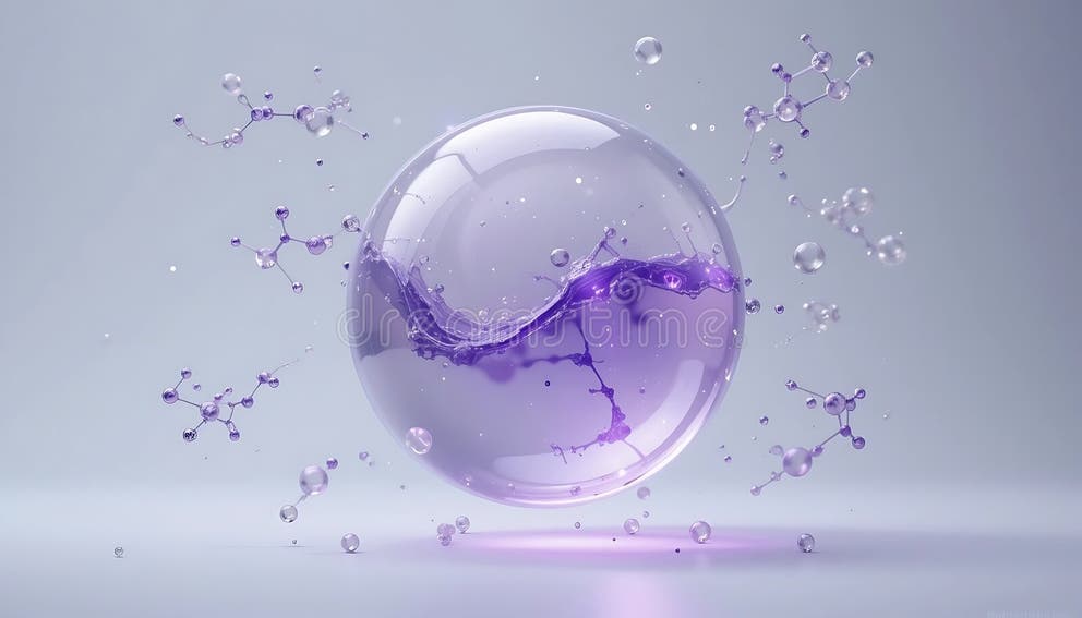 Sphere Containing Purple Liquid and Molecular Structures for Science ...