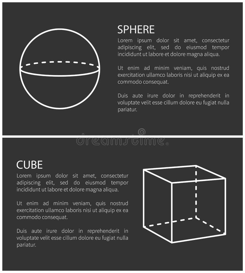 Sphere and Cube, Cone and Cuboid Geometric Set Stock Vector ...
