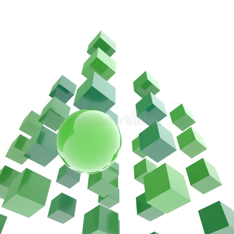 Sphere among Cubes Isolated on White Stock Illustration - Illustration ...