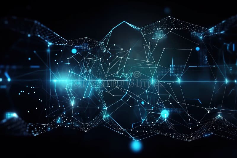 Sphere with Cyber Blue Particles Stuck Around it. Generative AI Stock ...