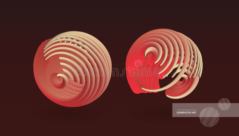 Sphere. 3D Abstract Wavy Illustration with Dynamic Effect Stock Vector ...