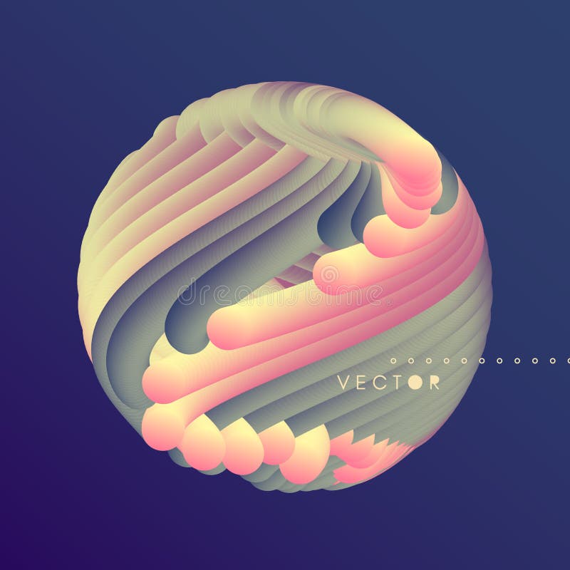 Sphere. 3D Abstract Wavy Illustration with Dynamic Effect Stock Vector ...