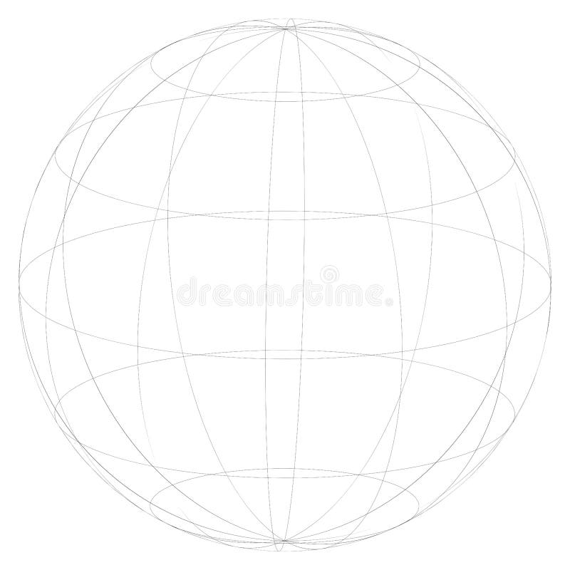 Wireframe Sphere, Globe. Orb, Circle with Mesh, Grid Lines. Concentric ...