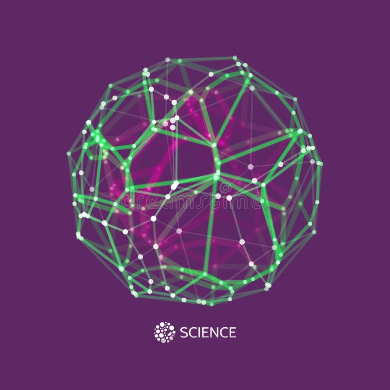 Sphere 3d Vector Wireframe Object Illustration With Connected Lines And Dots Abstract Grid