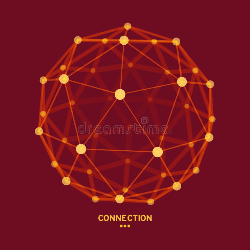 Sphere 3d Vector Wireframe Object Illustration With Connected Lines And Dots Abstract Grid