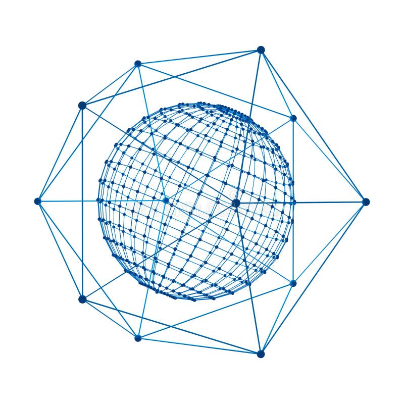 Sphere with Digital Data and Blue Network Connection Lines Stock ...