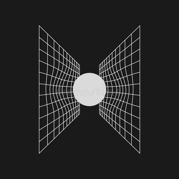 The Sphere Distorts Space. Retrofuturistic Design Element. Gravity ...