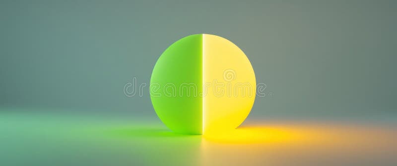 Sphere Divided. a Luminous Green and Yellow Composition, Abstract Still ...