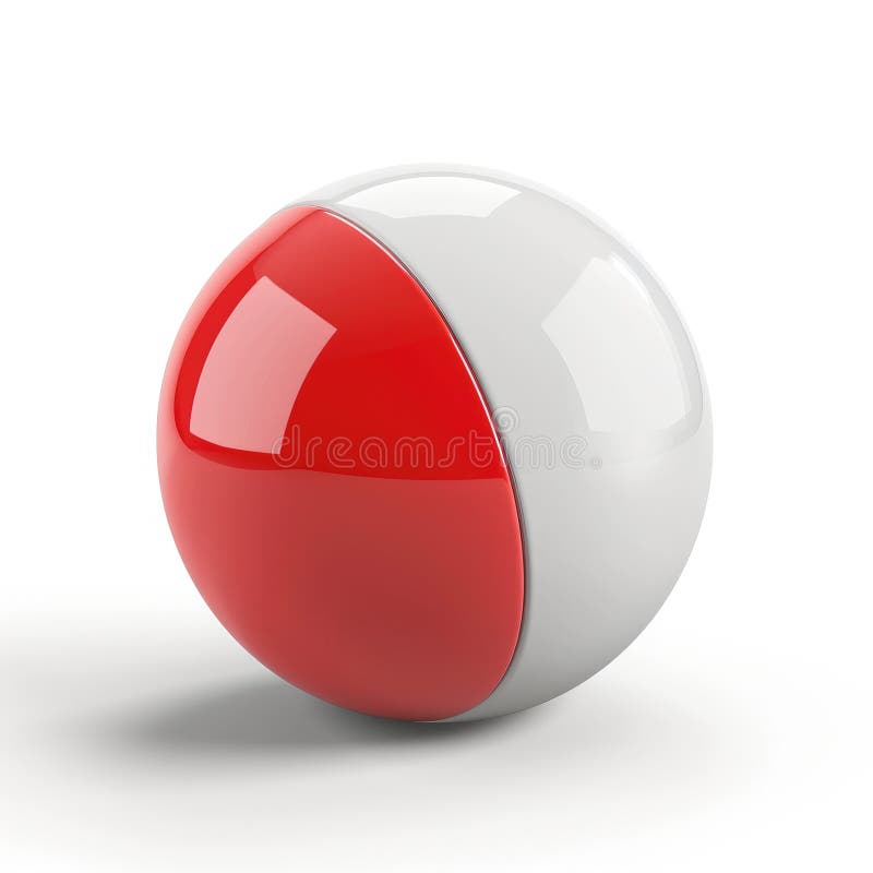 Glossy Red and White Sphere, Abstract 3D Render Stock Illustration ...