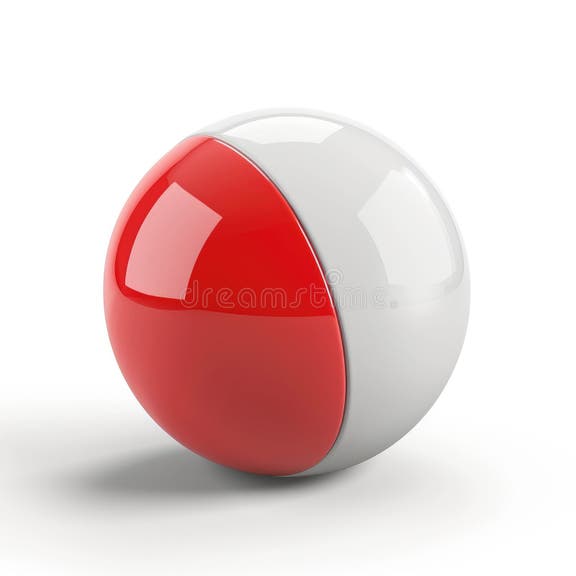 Glossy Red and White Sphere, Abstract 3D Render Stock Illustration ...