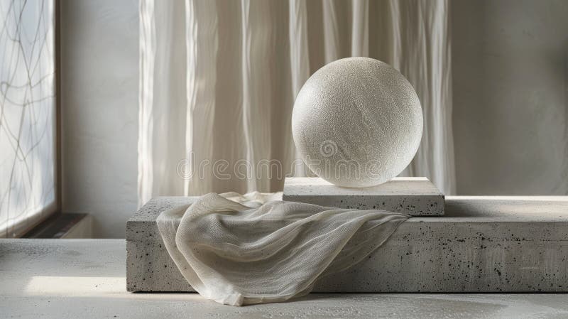 A Sphere with Fabric on Concrete Blocks Stock Photo - Image of serene ...
