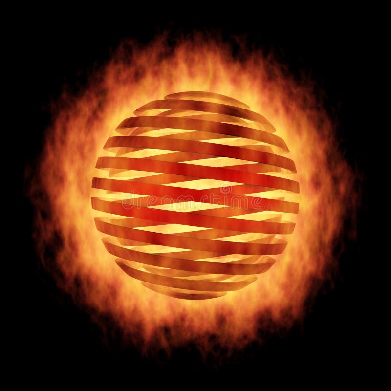 Sphere in fire, on black stock illustration. Illustration of power ...