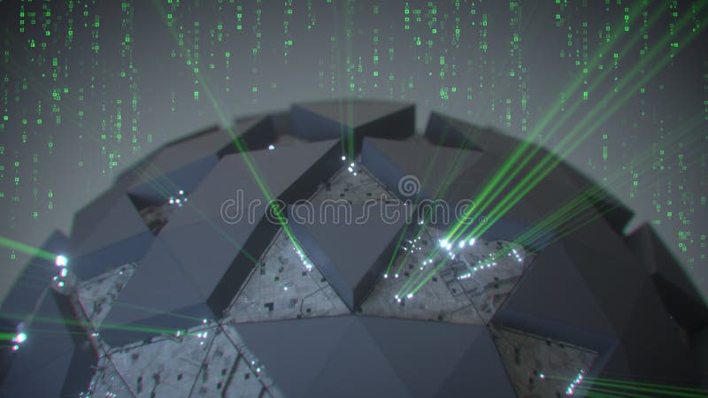 Sphere with Glowing PCB 3D Render Stock Illustration - Illustration of ...