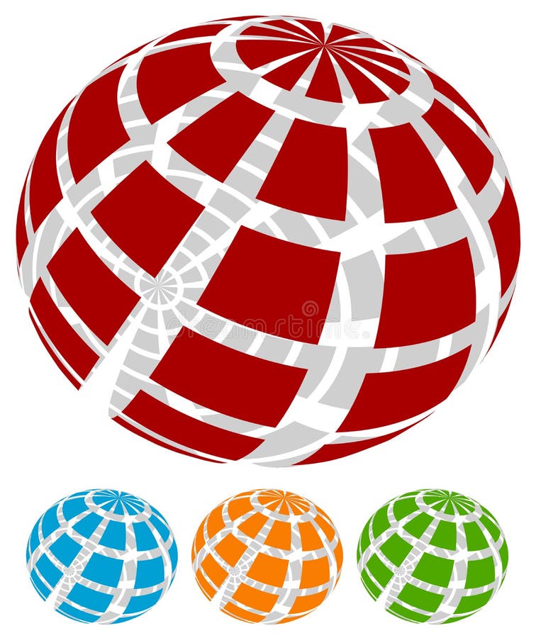 Sphere with Grid of Squares / Textured 3d Sphere Icons Stock Vector ...