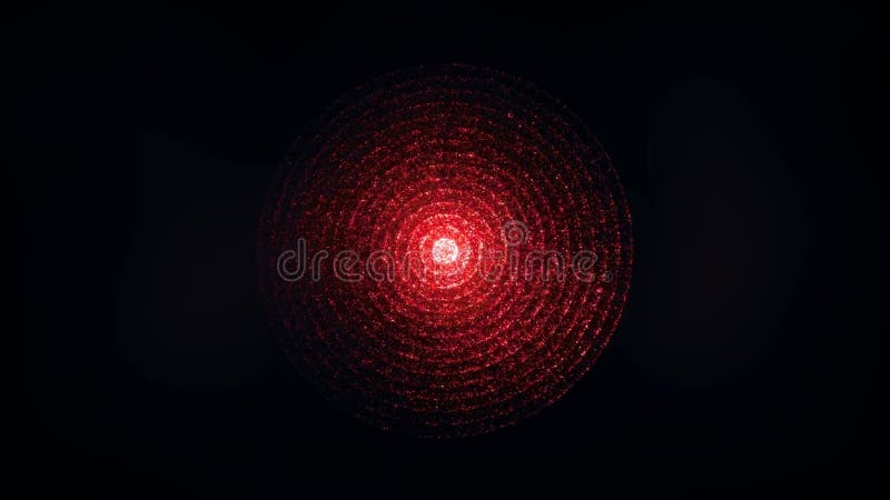 Abstract Red Energy Ball with Glowing Circles of Particles on the ...