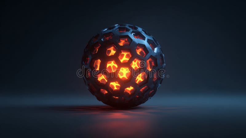 Sphere with Hexagon Pattern and Glowing Interior Stock Illustration ...