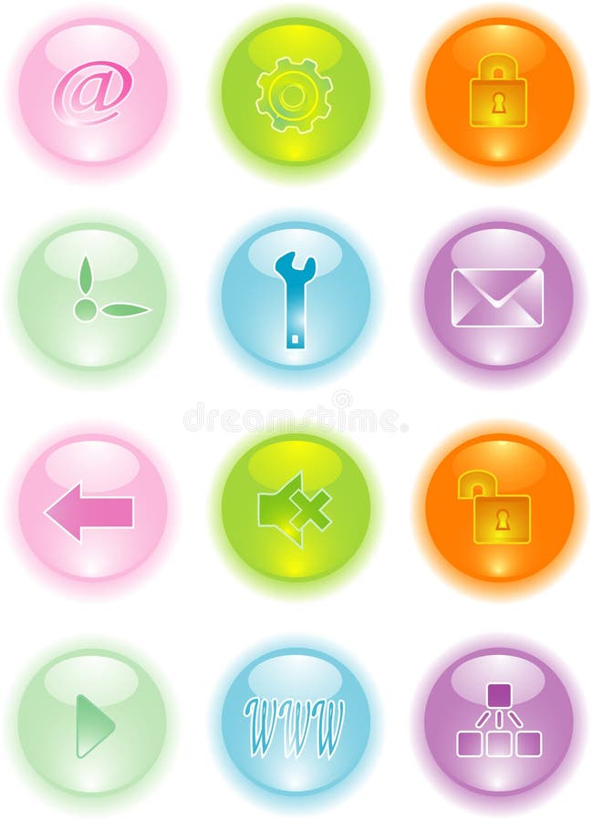 Sphere icons set stock vector. Illustration of shine, lock - 7376046
