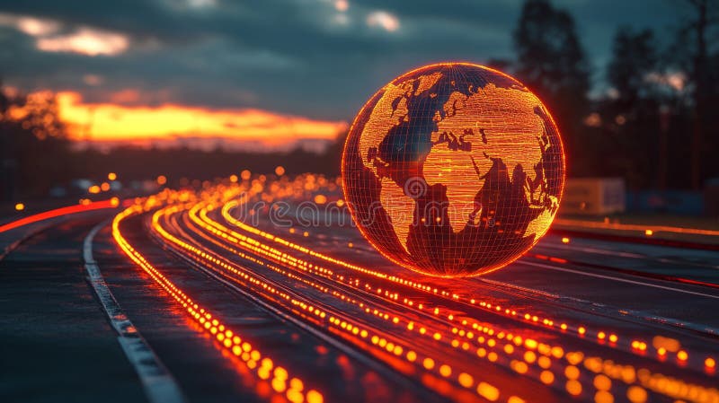 Sphere with Illuminated Logistic Route Lines Indicating Efficient ...