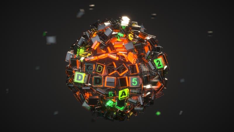 Sphere of Machine Code 3D Render Stock Illustration - Illustration of ...