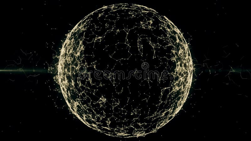 A Sphere Made of Animated Connected Lines Shows the Globe Rotating and ...