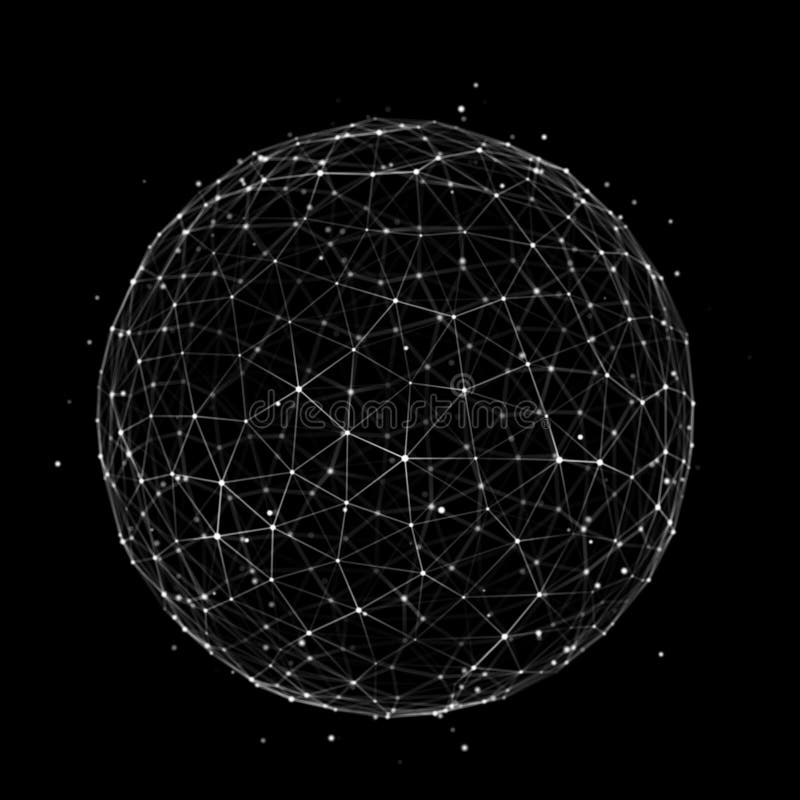 Sphere Made Up of Points and Lines. Network Connection Structure. Big Data Visualization. 3D ...