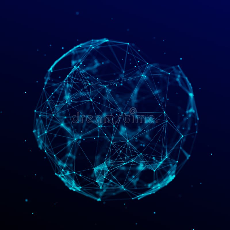 Sphere Made Up of Points and Lines. Network Connection Structure. Big ...