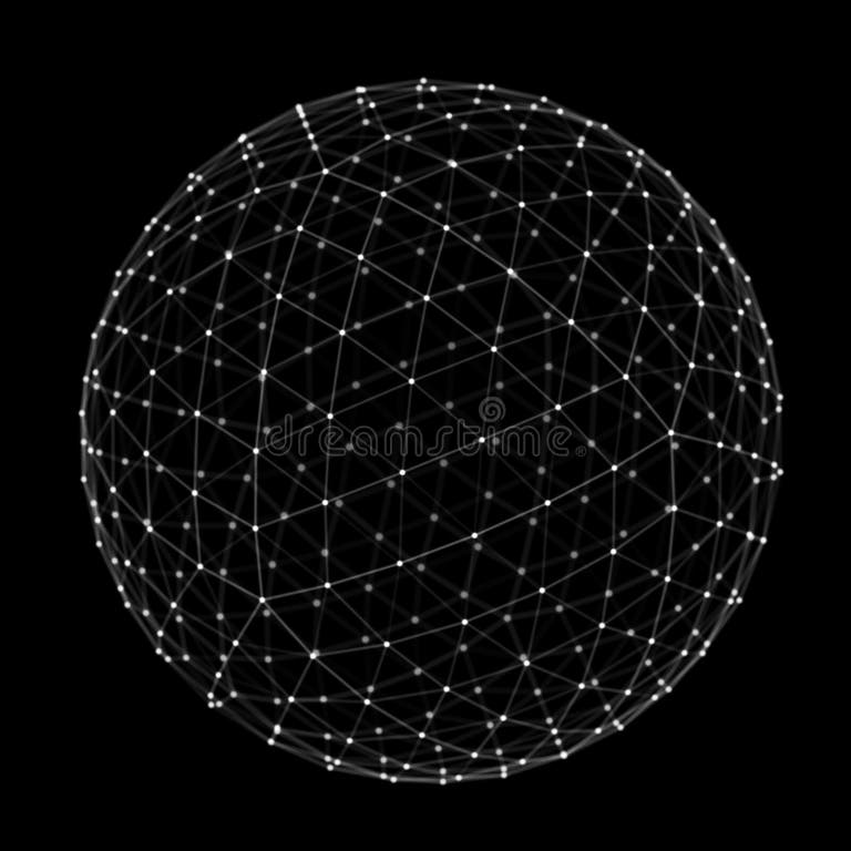 Sphere Made Up of Points and Lines. Network Connection Structure. Big ...