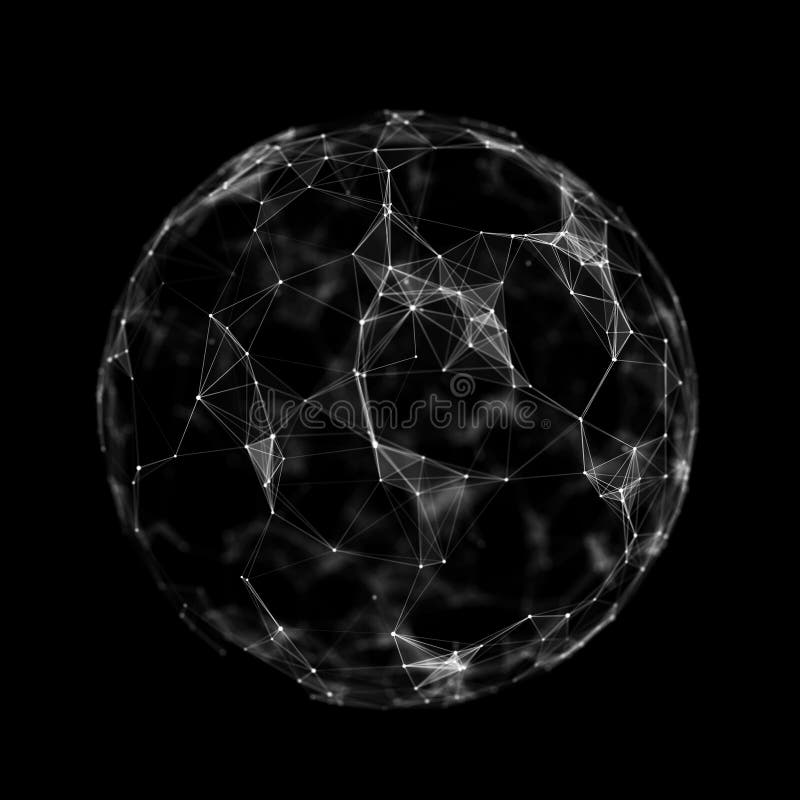 Sphere Made Up of Points and Lines. Network Connection Structure. Big ...