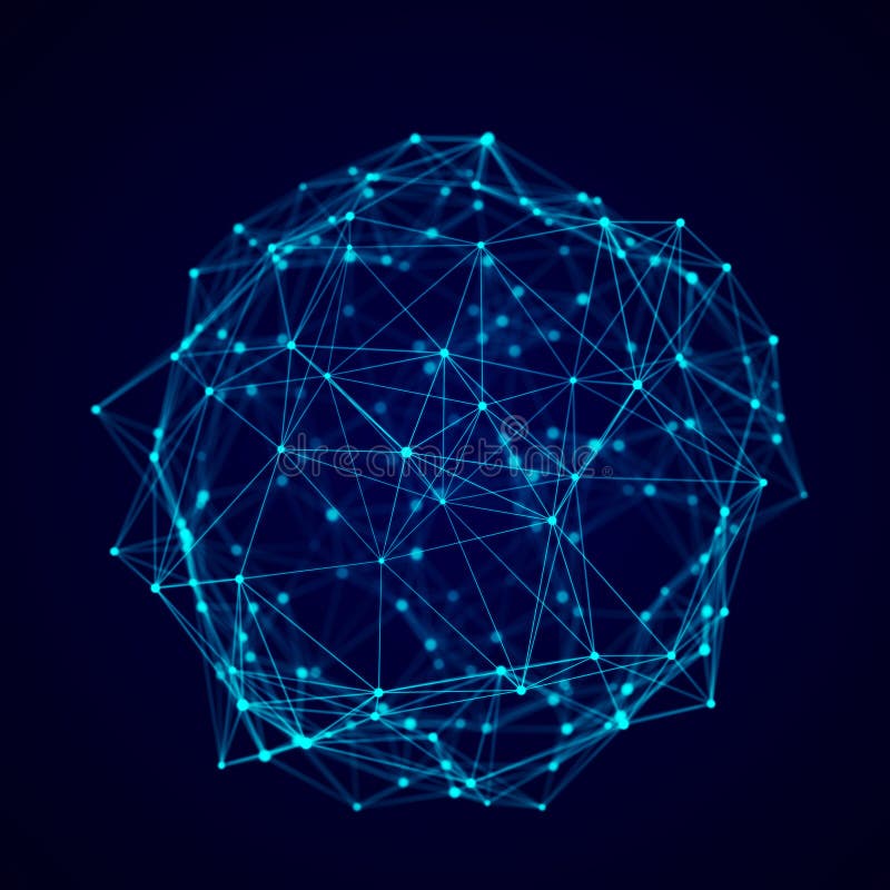 Sphere Made Up of Points and Lines. Network Connection Structure. Big Data Visualization. 3D ...