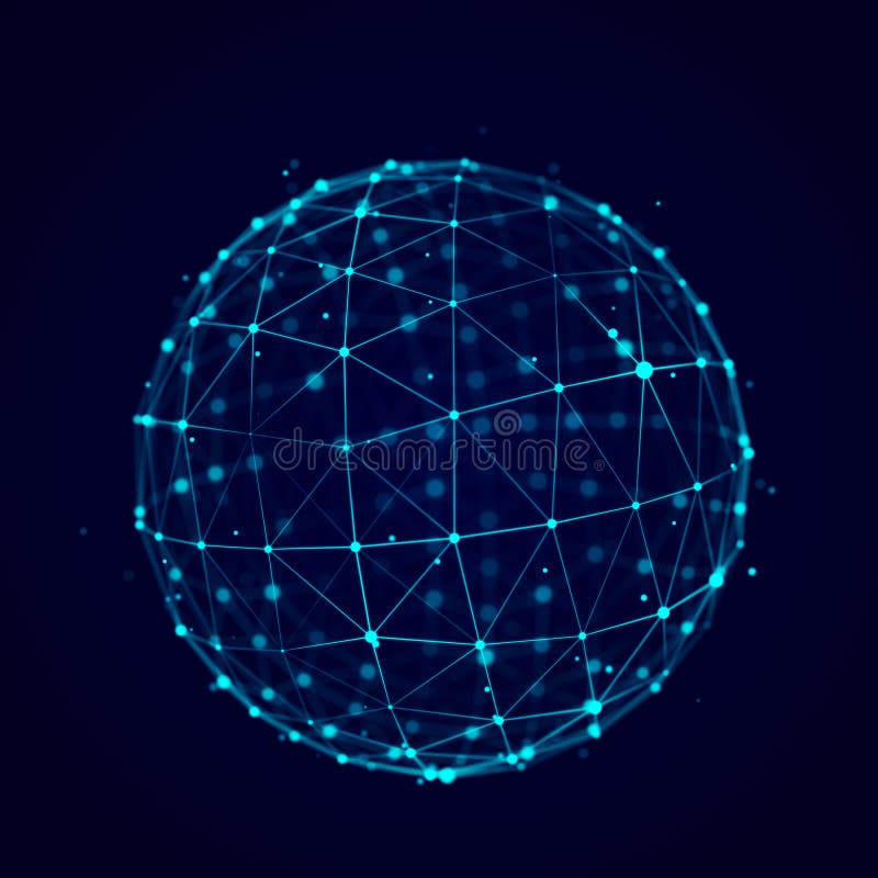 Sphere Made Up of Points and Lines. Network Connection Structure. Big ...