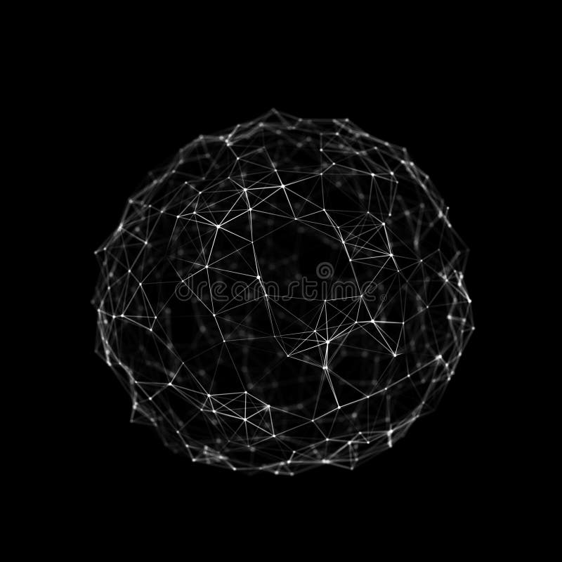 Sphere Made Up of Points and Lines. Network Connection Structure. Big ...