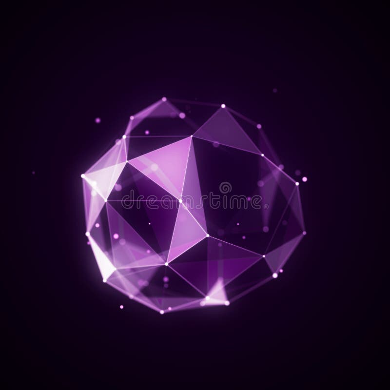 Sphere Made Up of Points and Lines. Network Connection Structure. Big Data Visualization. 3D ...