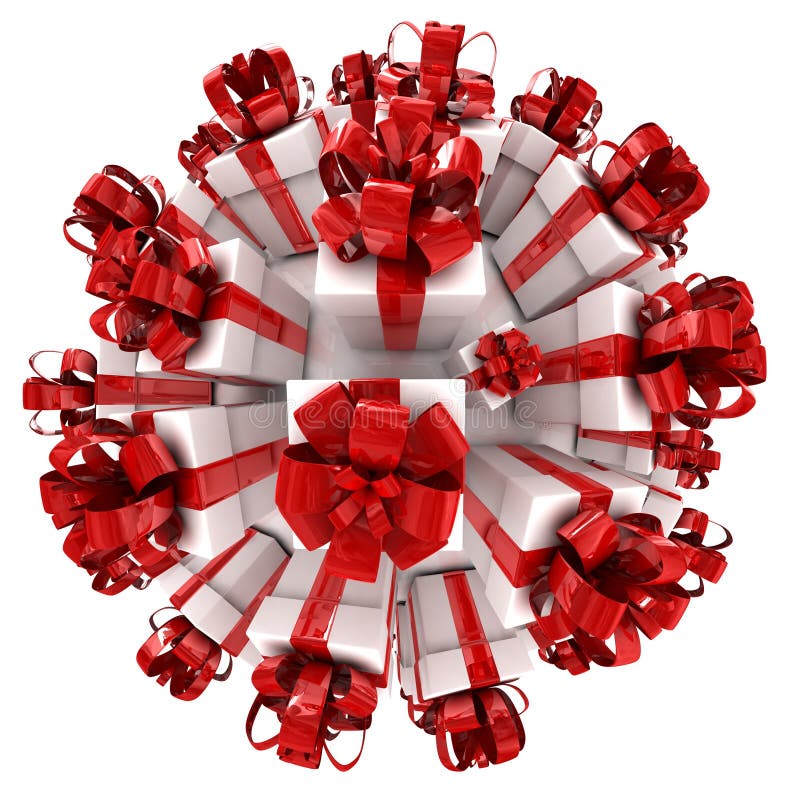 Sphere with Many Gifts Isolated on White Stock Illustration ...