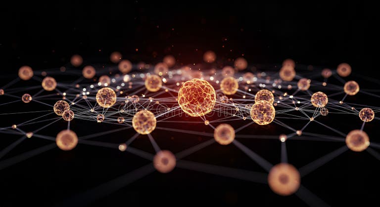 Abstract Golden Sphere Network Connection with Glowing Structure ...