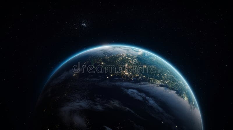 Sphere of the Night Planet Earth in Outer Space. Generative AI Stock ...