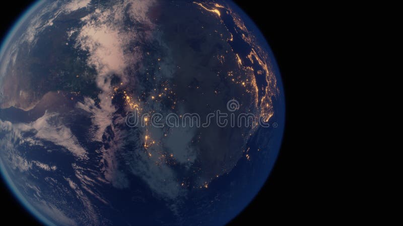 Sphere of Nightly Earth Planet in Outer Space Stock Illustration ...