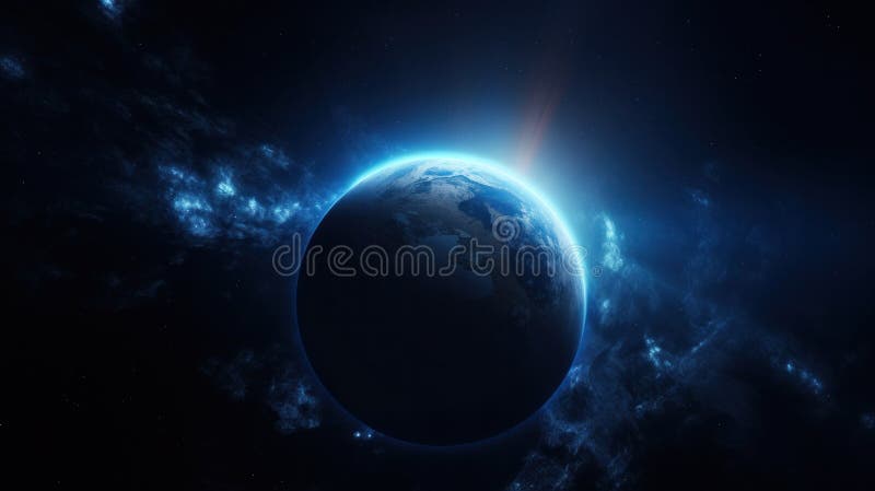 Sphere of Nightly Earth Planet in Outer Space. Generative AI Stock ...