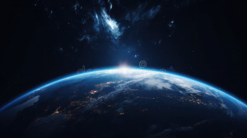 Sphere of Nightly Earth Planet in Outer Space. Generative AI Stock ...