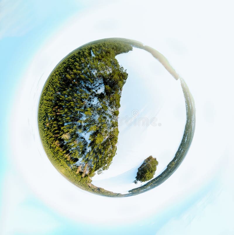 Sphere Panorama of a Winter Landscape Stock Photo - Image of tiny ...