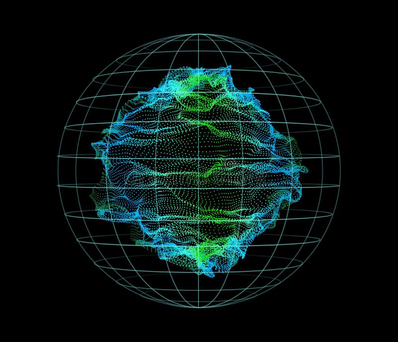 Sphere from Particles Wave Nodes. 3d Sea Flow Stock Illustration ...