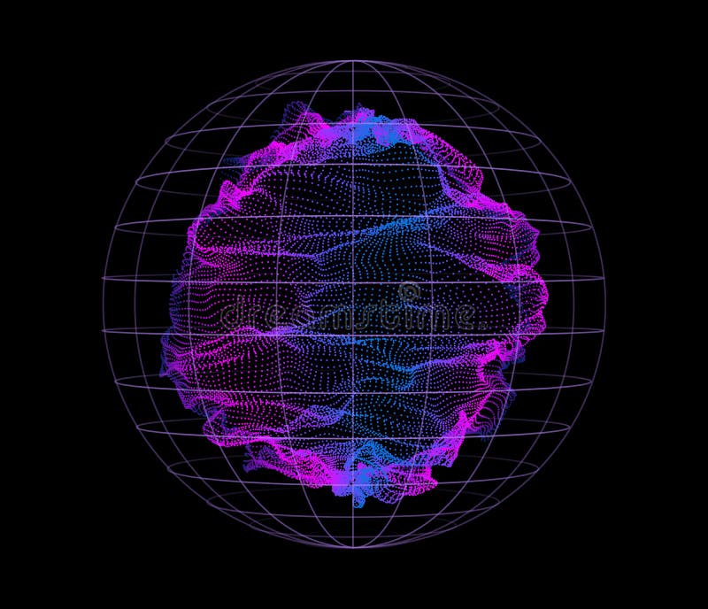 Sphere from Particles Wave Nodes. 3d Sea Flow Stock Illustration ...