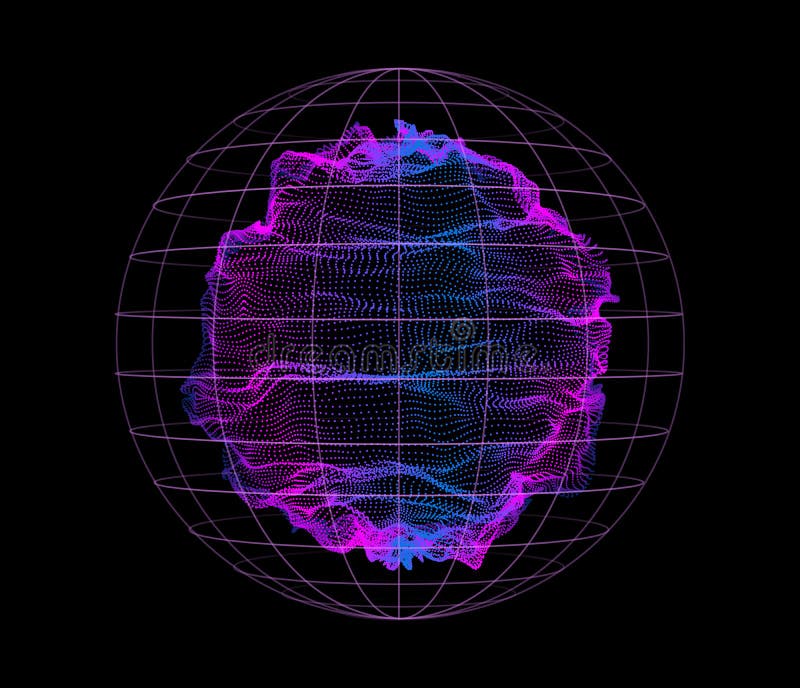 Sphere from Particles Wave Nodes. 3d Sea Flow Stock Illustration ...