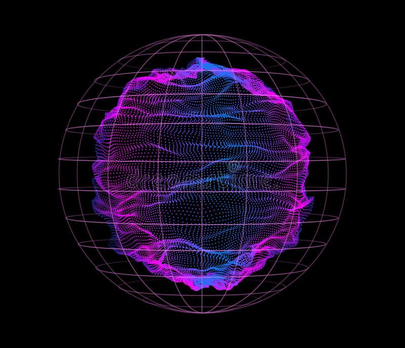 Sphere from Particles Wave Nodes. 3d Sea Flow Stock Illustration ...