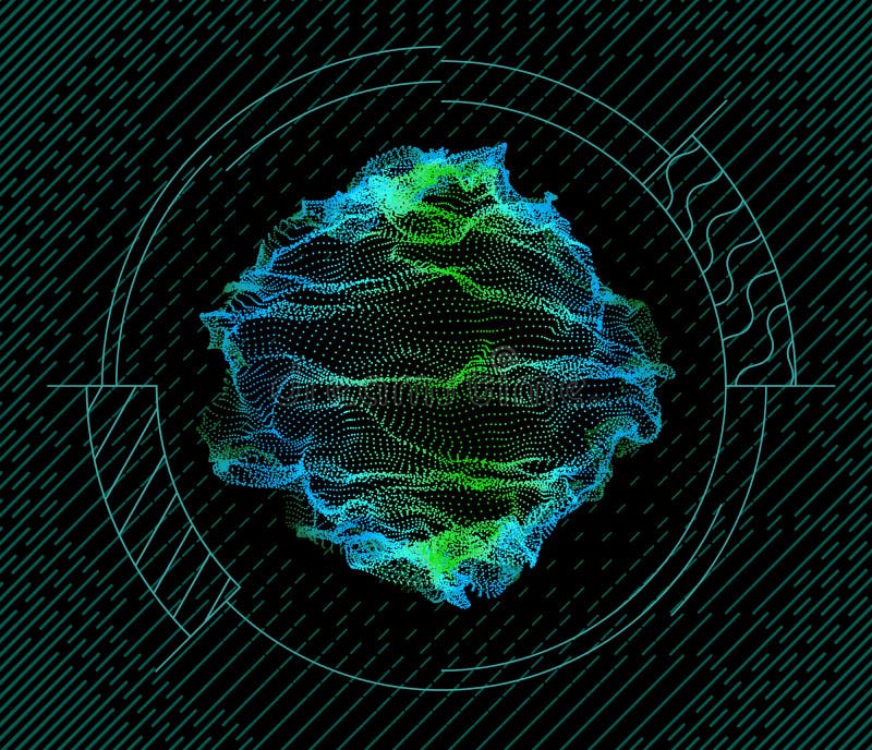 Sphere from Particles Wave Nodes. 3d Sea Flow Stock Illustration ...