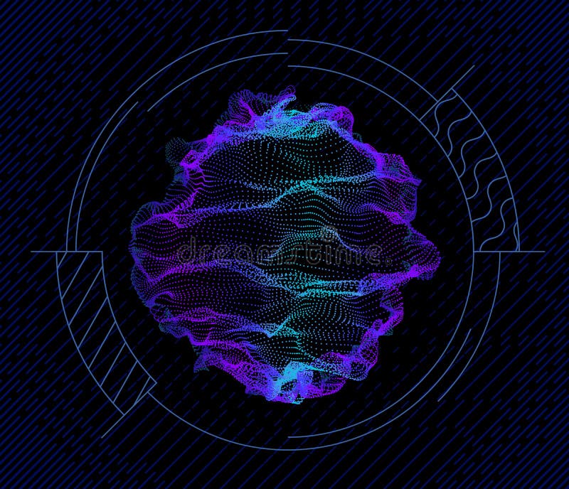 Sphere from Particles Wave Nodes. 3d Sea Flow Stock Illustration ...