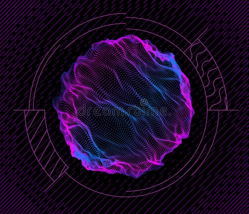 Sphere from Particles Wave Nodes. 3d Sea Flow Stock Illustration ...