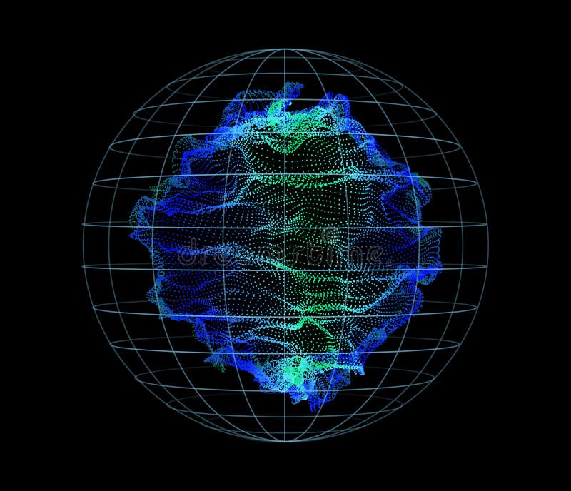 Sphere from Particles Wave Nodes. 3d Sea Flow Stock Illustration ...